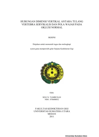 Hubungan Dimensi Vertikal Antara Tulang Vertebra Servikalis dan Pola ...