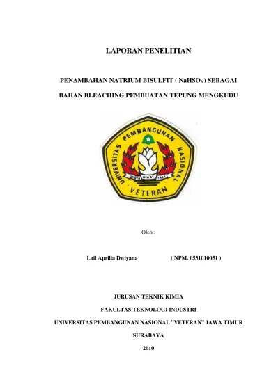PENAMBAHAN NATRIUM BISULFIT ( NaHSO3 ) SEBAGAI BAHAN BLEACHING ...