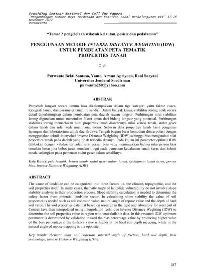 PENGGUNAAN METODE INVERSE DISTANCE WEGHTING (IDW) UNTUK PEMBUATAN PETA ...