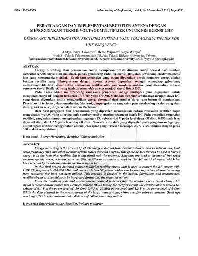 DESIGN AND IMPLEMENTATION RECTIFIER ANTENNA USED VOLTAGE MULTIPLIER FOR ...