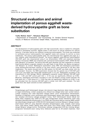 Structural evaluation and animal implantation of porous eggshell ...
