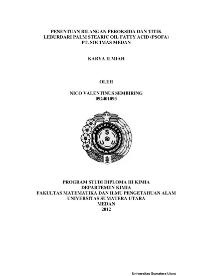 Penentuan Bilangan Peroksida dan Titik Lebur dari Palm Stearic Oil ...