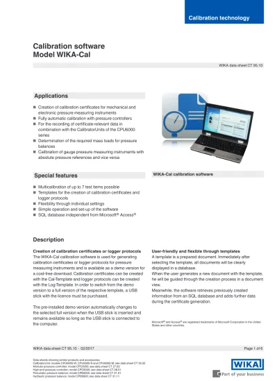 Calibration software Model WIKA-Cal