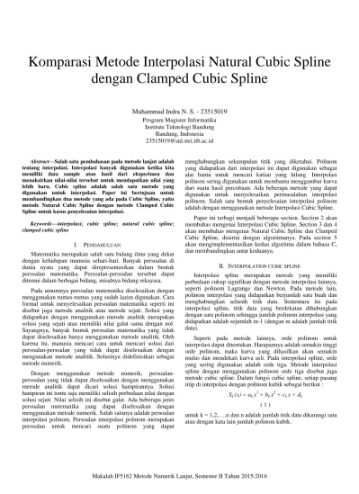 Komparasi Metode Interpolasi Natural Cubic Spline dengan Clamped Cubic ...