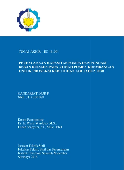 Perencanaan Kapasitas Pompa Dan Pondasi Beban Dinamis Pada Rumah Pompa ...