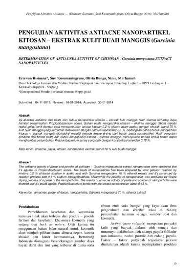 Pengujian Aktivitas Antiacne Nanopartikel Kitosan Ekstrak Kulit Buah ...