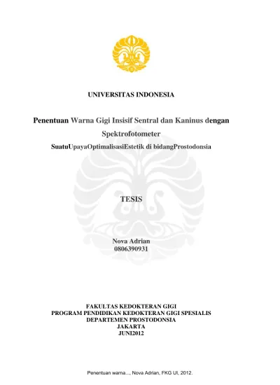 Penentuan Warna Gigi Insisif Sentral dan Kaninus dengan ...
