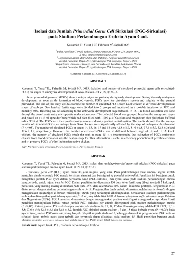 Isolasi dan Jumlah Primordial Germ Cell Sirkulasi (PGC-Sirkulasi) pada ...