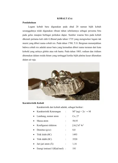 Makalah kobalt dan campurannya, beserta reaksi-reaksi kimia.