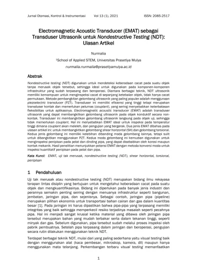 Electromagnetic Acoustic Transducer (EMAT) sebagai Transduser ...