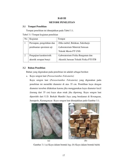 Gambar 3.1 (a) Kayu dalam bentuk log; (b) Kayu dalam bentuk balok