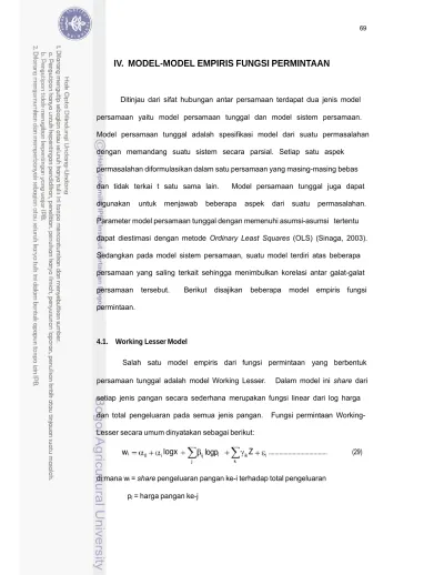 IV. MODEL-MODEL EMPIRIS FUNGSI PERMINTAAN