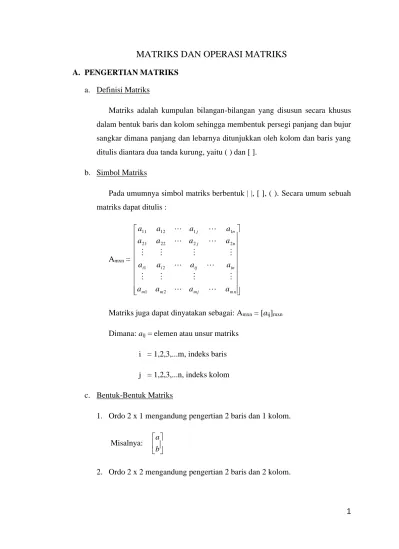 MATRIKS DAN OPERASI MATRIKS
