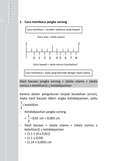 Cara membaca = terakhir sebelum skala bawah. Garis atas = skala utama ...