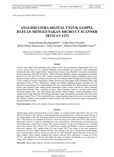 ANALISIS CITRA DIGITAL UNTUK SAMPEL BATUAN MENGGUNAKAN MICRO-CT SCANNER ...