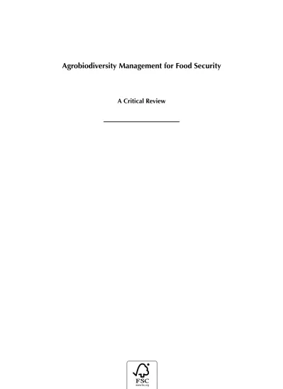 Varieties on Crop Diversity - Agrobiodiversity Management for Food Security