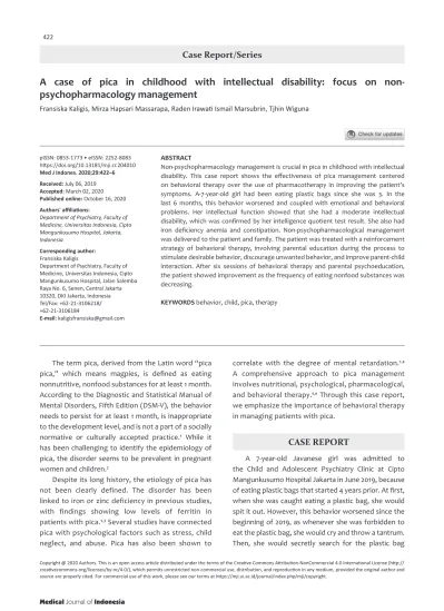 View of A case of pica in childhood with intellectual disability: focus ...