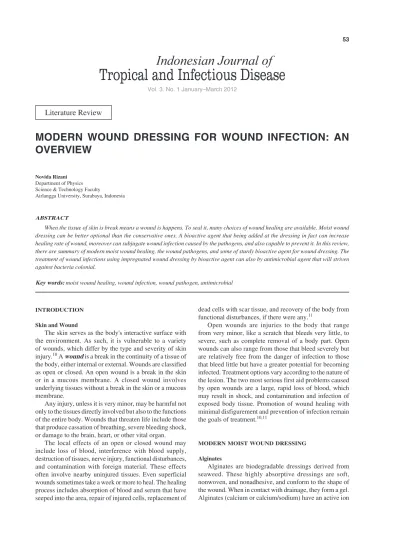 MODERN WOUND DRESSING FOR WOUND INFECTION: AN OVERVIEW