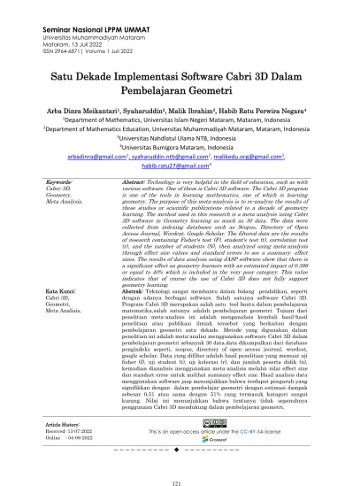 Satu Dekade Implementasi Software Cabri 3D Dalam Pembelajaran Geometri