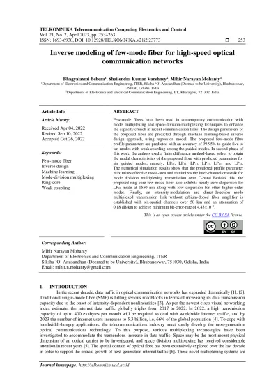 Inverse modeling of few-mode fiber for high-speed optical communication ...