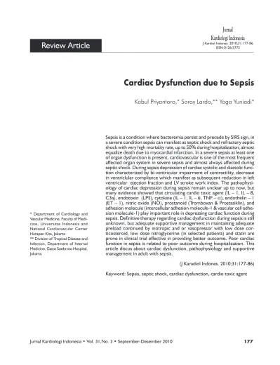 View of Cardiac Dysfunction due to Sepsis