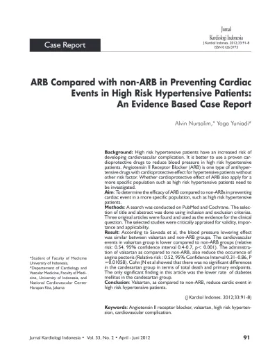 View of ARB Compared with non-ARB in Preventing Cardiac Events in High ...