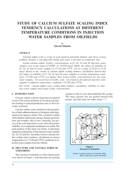 STUDY OF CALCIUM SULFATE SCALING INDEX TENDENCY CALCULATIONS AT ...