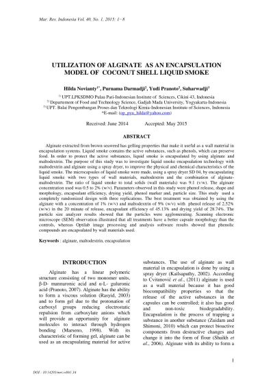 UTILIZATION OF ALGINATE AS AN ENCAPSULATION MODEL OF COCONUT SHELL ...