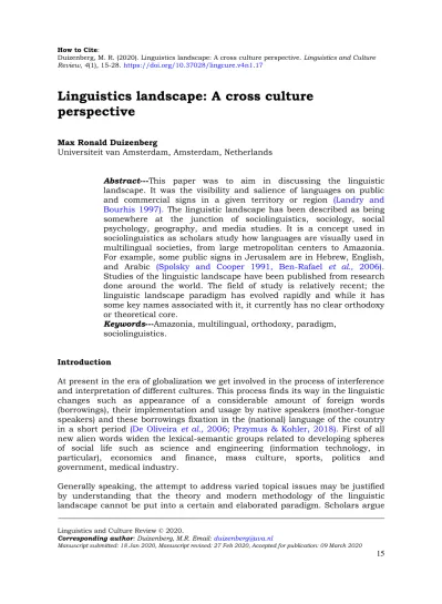 View of Linguistics landscape: A cross culture perspective
