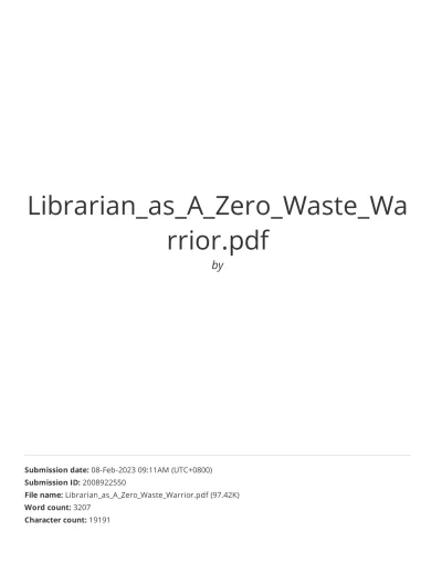 Librarian as a zero waste warrior