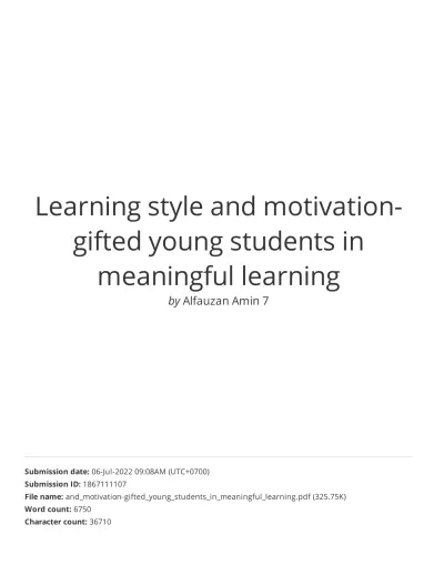 Learning style and motivation-gifted young students in meaningful learning