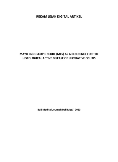 Rekam Jejak Digital - Mayo Endoscopic Score (MES) as A Reference for ...